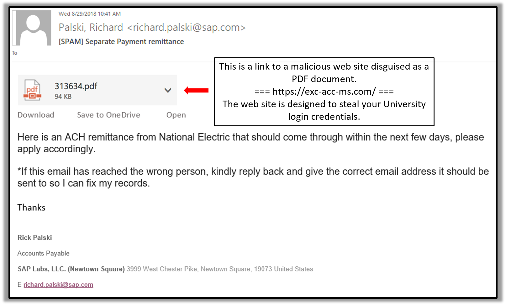 Separate Payment Remittance Phish Bowl